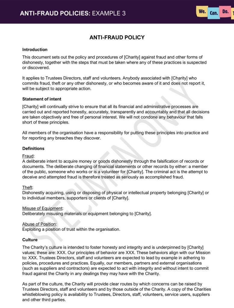 Anti-fraud policies: example number 3 - Prevent Charity Fraud